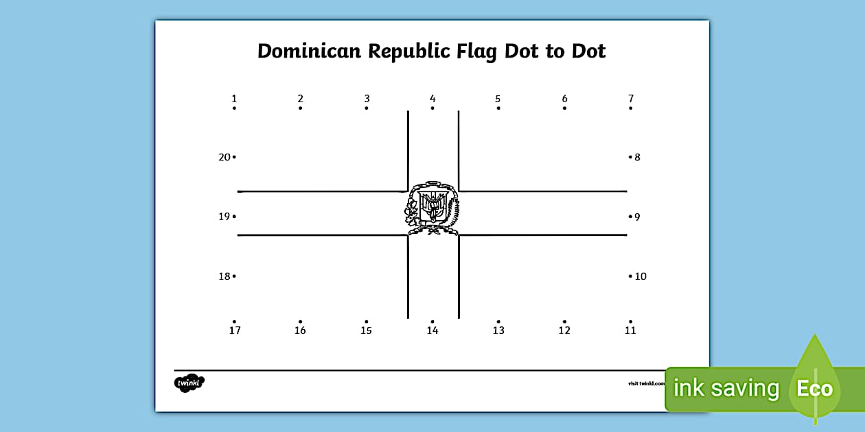 Dominican Republic Flag Dot to Dot Worksheet | Twinkl