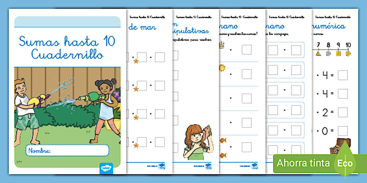 Cuadernillo: Sumas hasta 10 - Verano (teacher made) - Twinkl