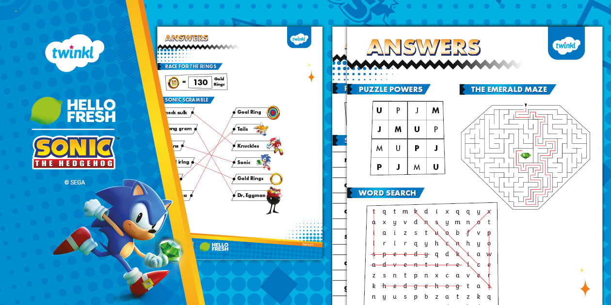 FREE! - Hello Fresh X Sonic Giant Activity Mat - Answer Sheet
