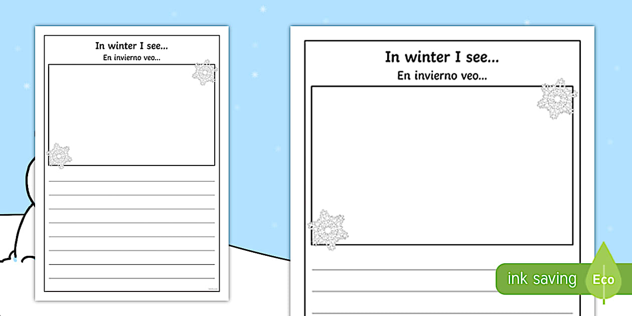 In the Winter I See Writing Frames - English / Spanish - In the Winter ...