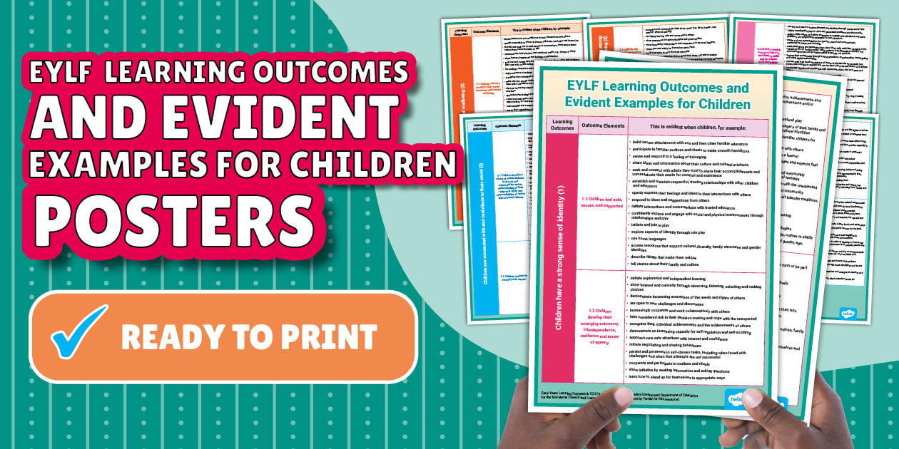 EYLF Learning Outcomes and Evident Examples for Children Posters