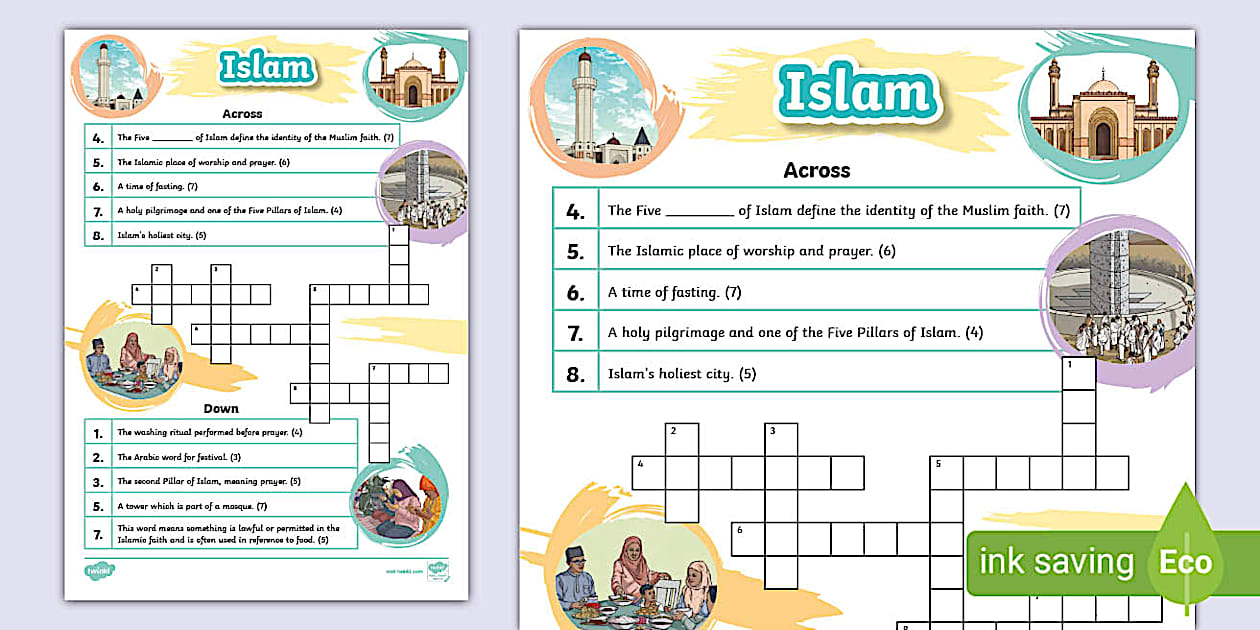 Islam Crossword - KS2 (teacher made) - Twinkl