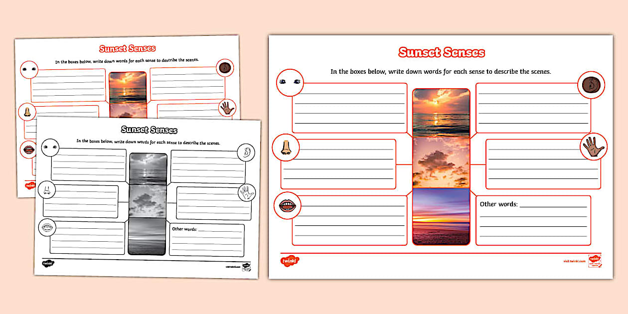 Sunset Senses Mind Map (Teacher-Made) - Twinkl