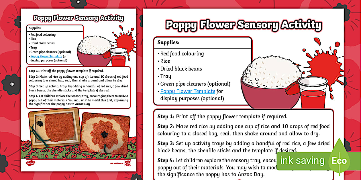 Poppy Flower Sensory Activity (teacher made) - Twinkl