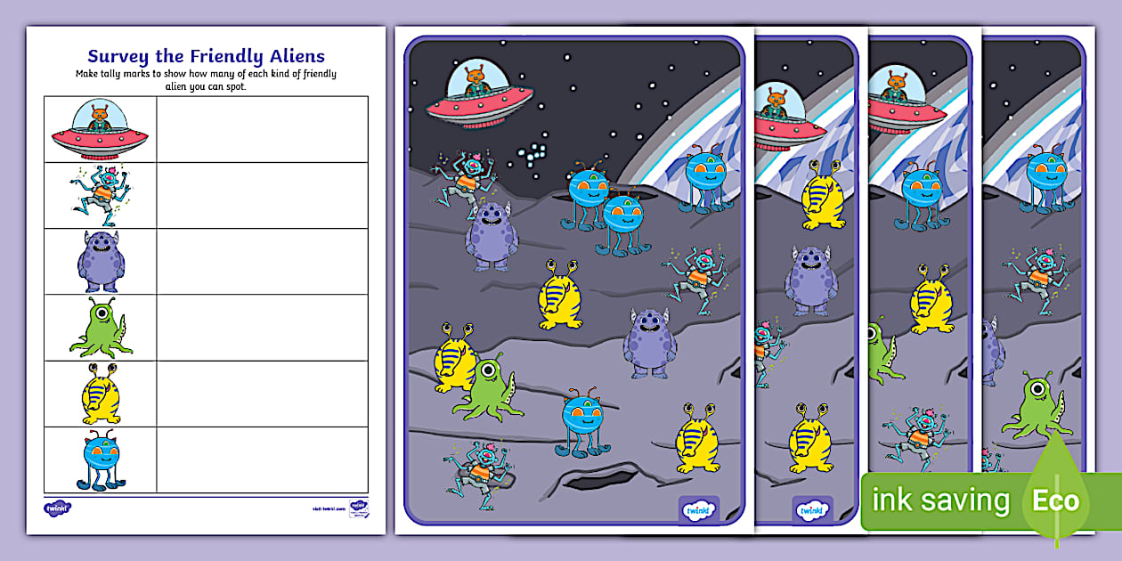 Friendly Aliens Tally Activity | Twinkl (teacher made)
