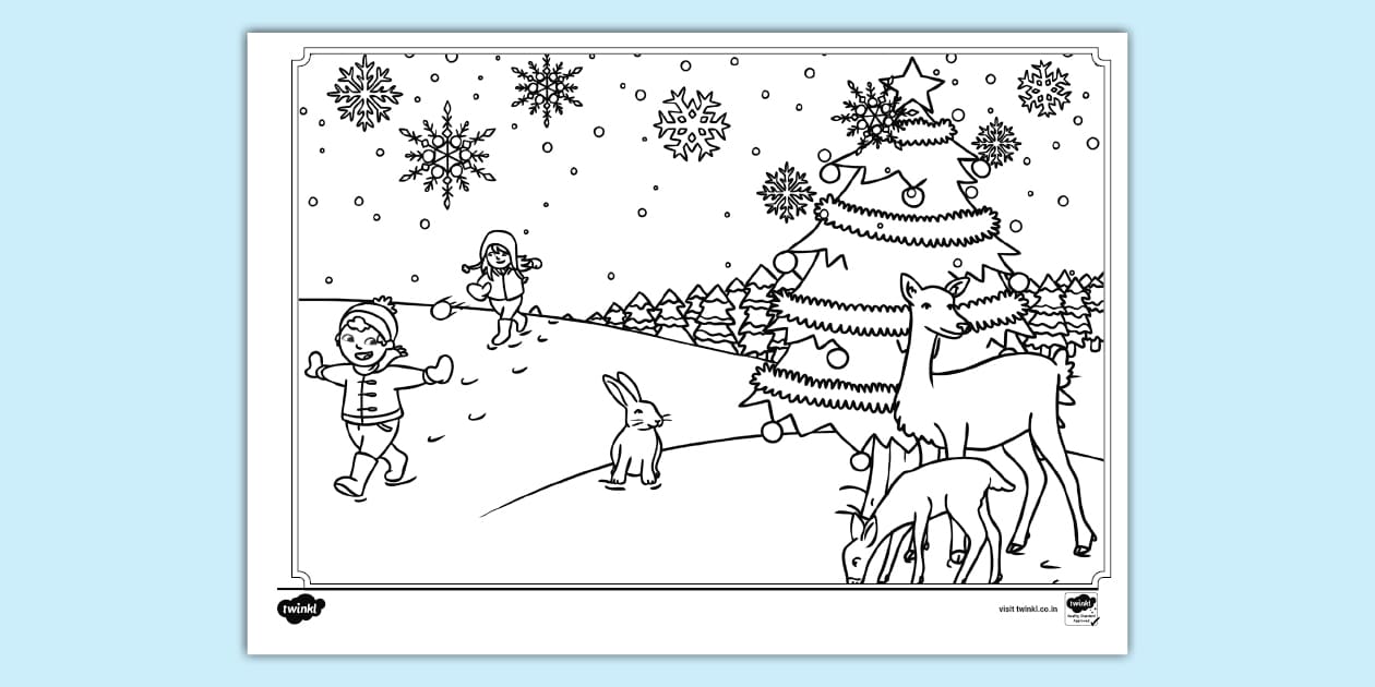 A Winter Wonderland Colouring Sheet (Teacher-Made) - Twinkl
