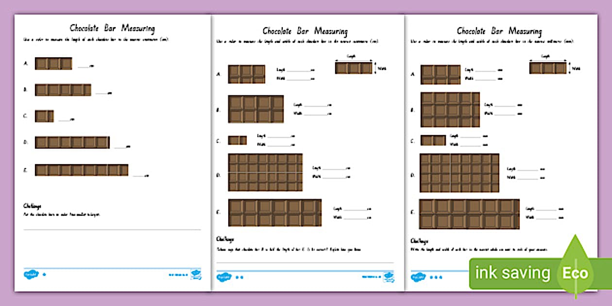 Level 2 Differentiated Chocolate Bar Measuring Activities