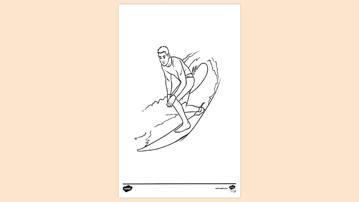 Surfing Colouring | Colouring Sheets (teacher made) - Twinkl