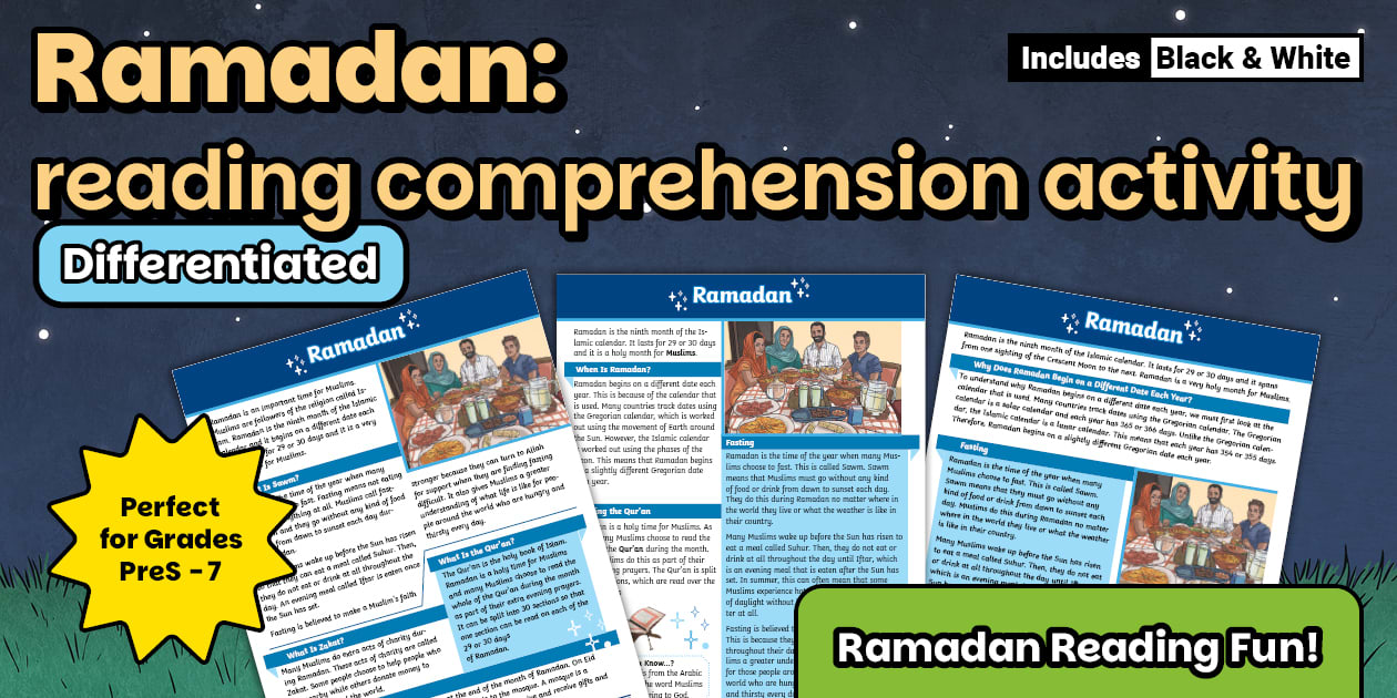 Ramadan Differentiated Reading Comprehension Activity