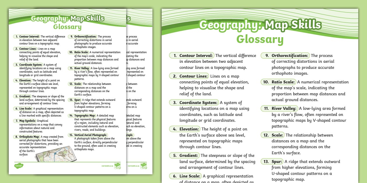 Gr 9: Map Skills: Glossary (Teacher-Made) - Twinkl