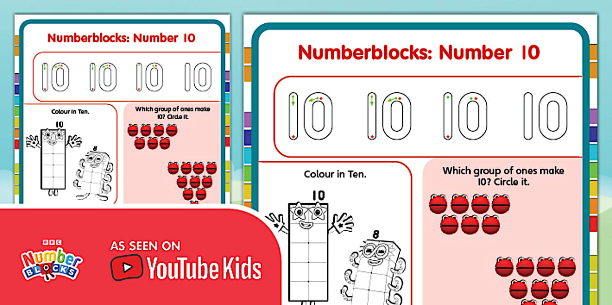 Numberblocks: Number 10 I Am Ten Activity Sheet