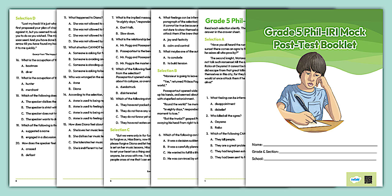 Grade 5 Phil-IRI Mock Post-Test Booklet | Grade 5 | Twinkl
