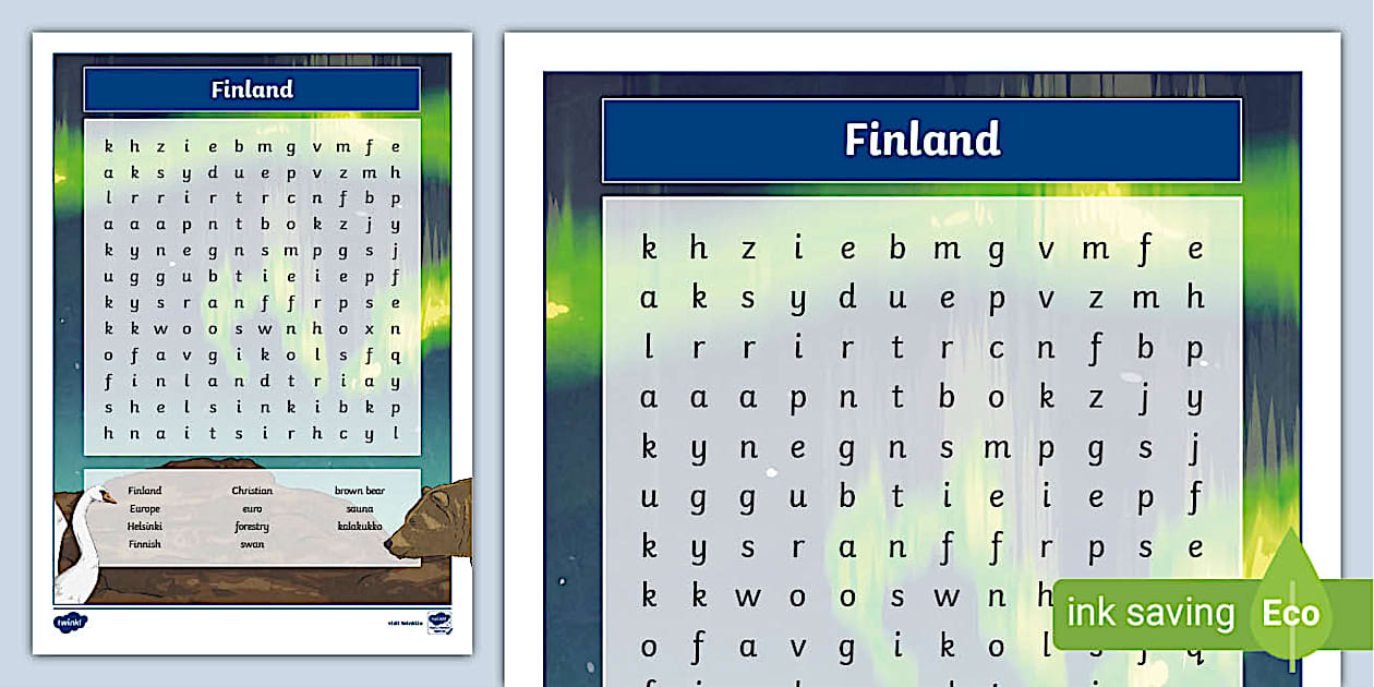 Finland Word Search 3rd/4th Class (teacher made) - Twinkl