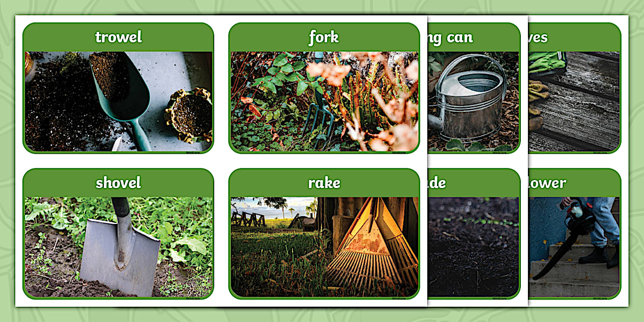 Planting Tools Photo Flashcards (teacher made) - Twinkl
