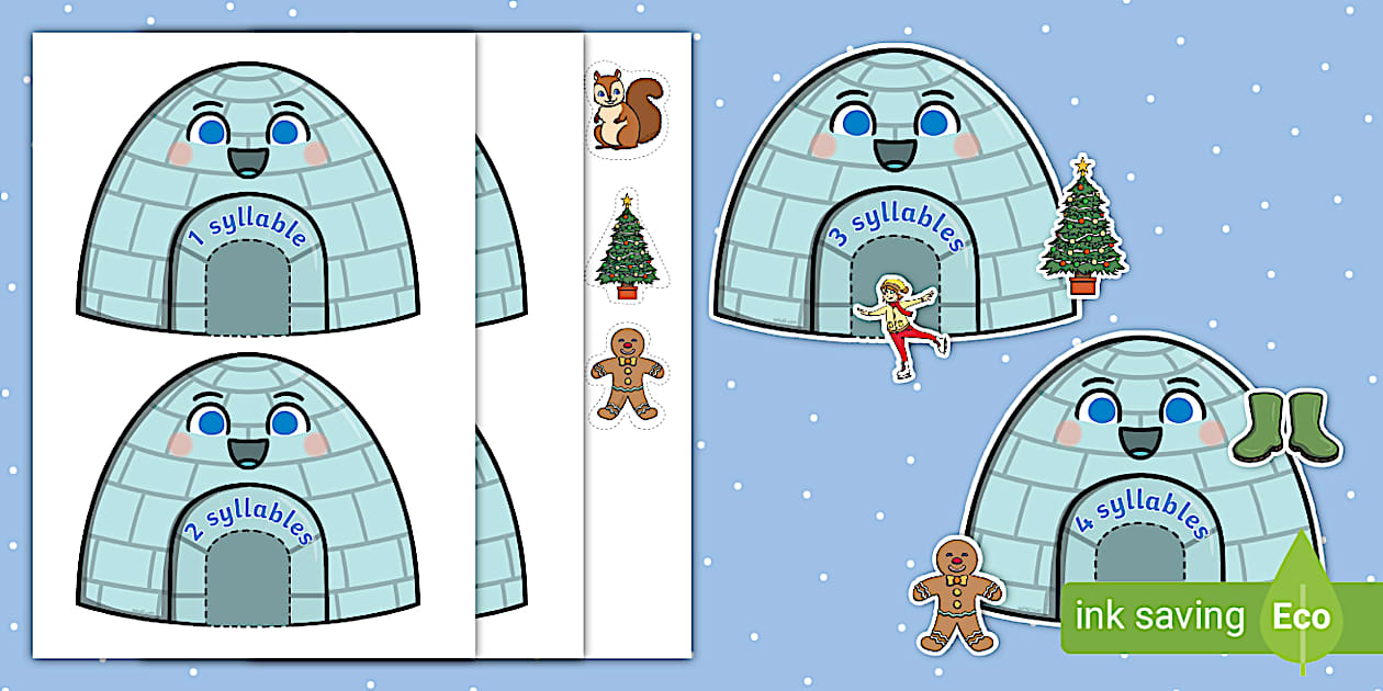 EYFS Winter Syllable Sorting Activity (teacher made)