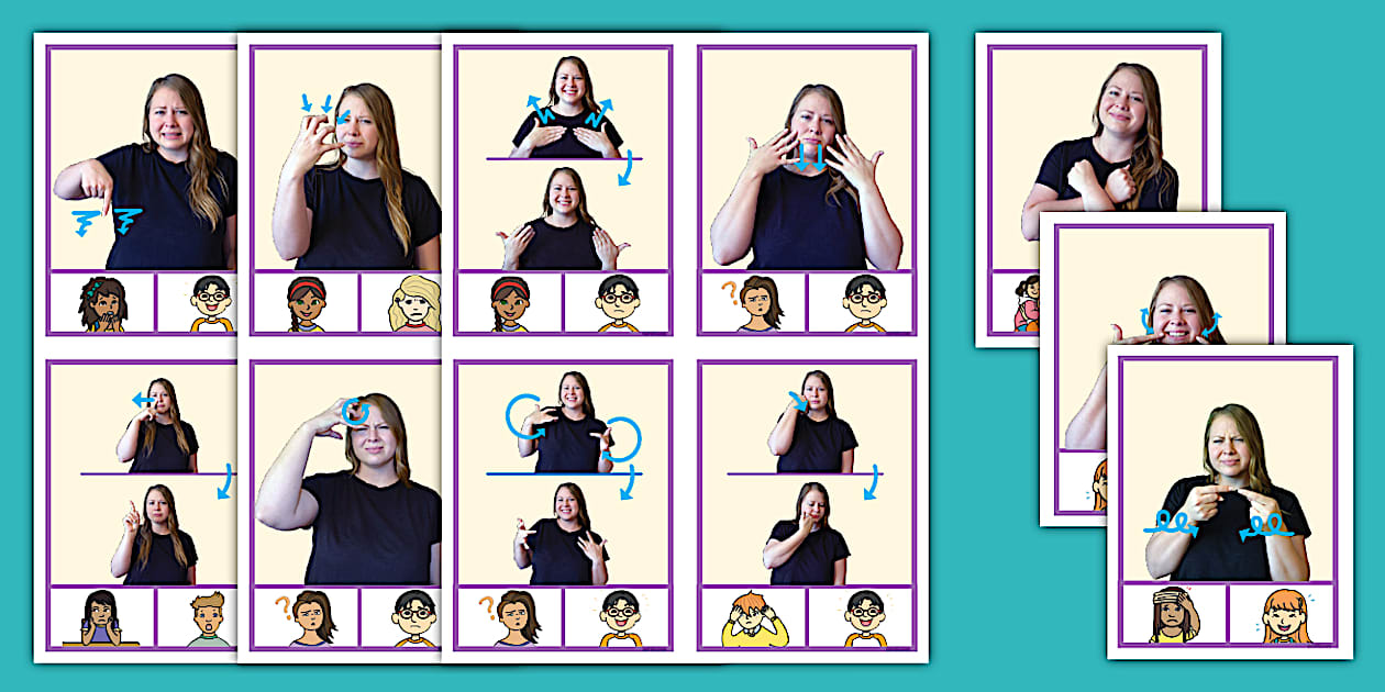 Colorful ASL Flash Cards for Emotions | Twinkl USA - Twinkl