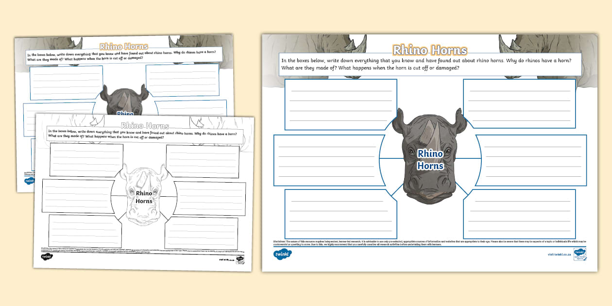 Rhino Horns Mind Map - Twinkl South Africa (teacher made)