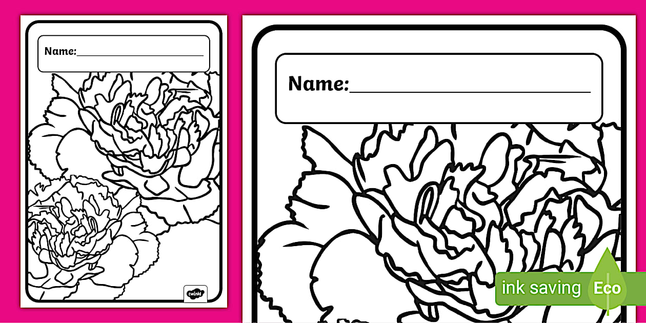 Carnation Flower Colouring Book Cover (teacher made)