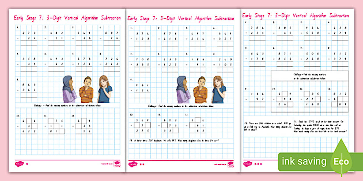Early Stage 7 (Phase 2): 3-Digit Vertical Algorithm Subtraction ...
