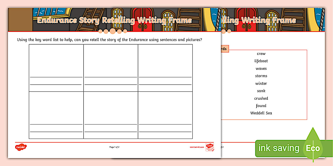Endurance Story Retelling Writing Frame (teacher made)