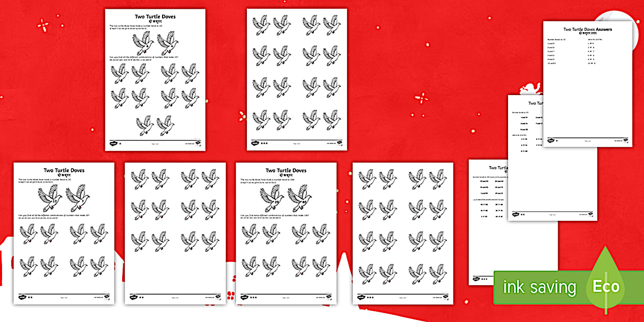 Two Turtle Doves Worksheet / Worksheet English/Hindi