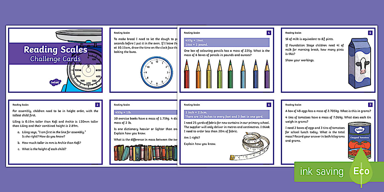 UKS2 Maths Reading Scales Challenge Cards (teacher made)