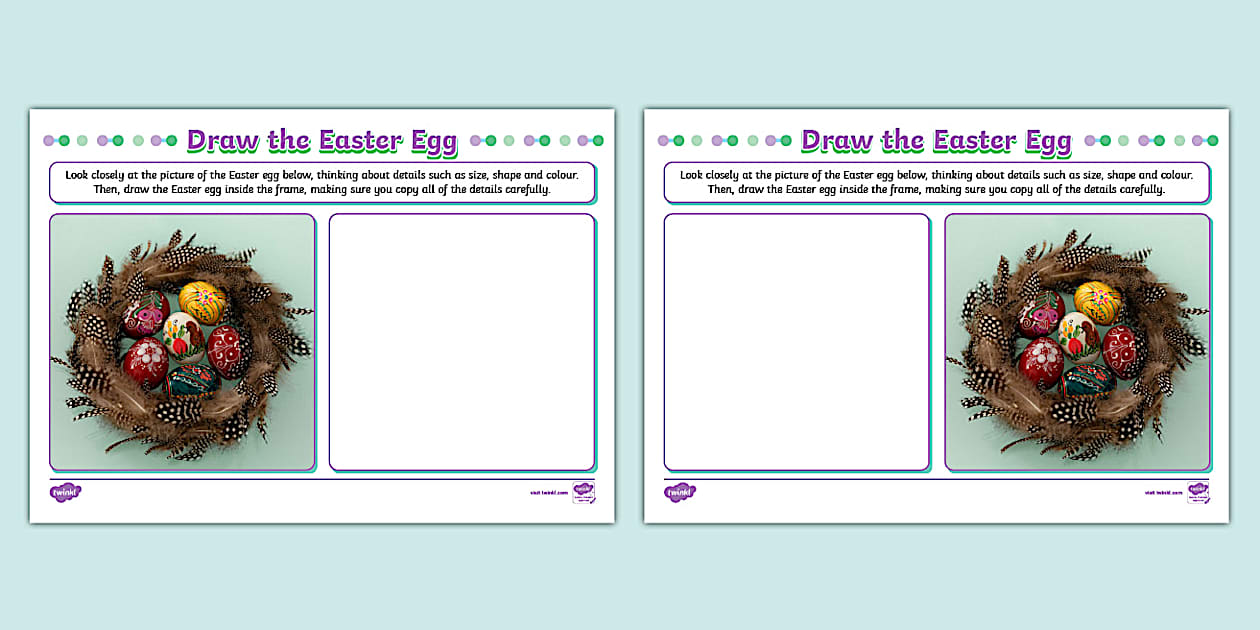 Draw the Easter Egg Worksheet (teacher made) - Twinkl