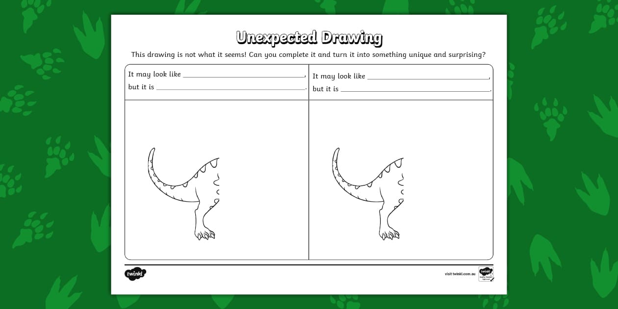 Dinosaur Unexpected Drawing Activity (teacher made) - Twinkl