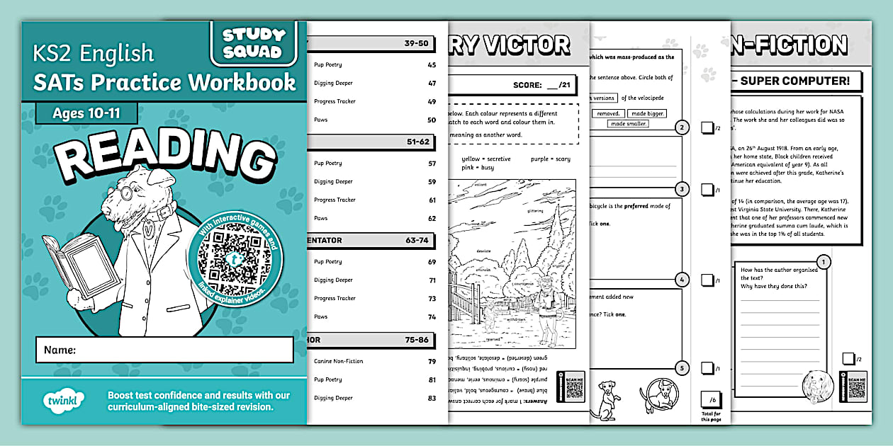Study Squad KS2 SATs Practice Reading Workbook - Twinkl