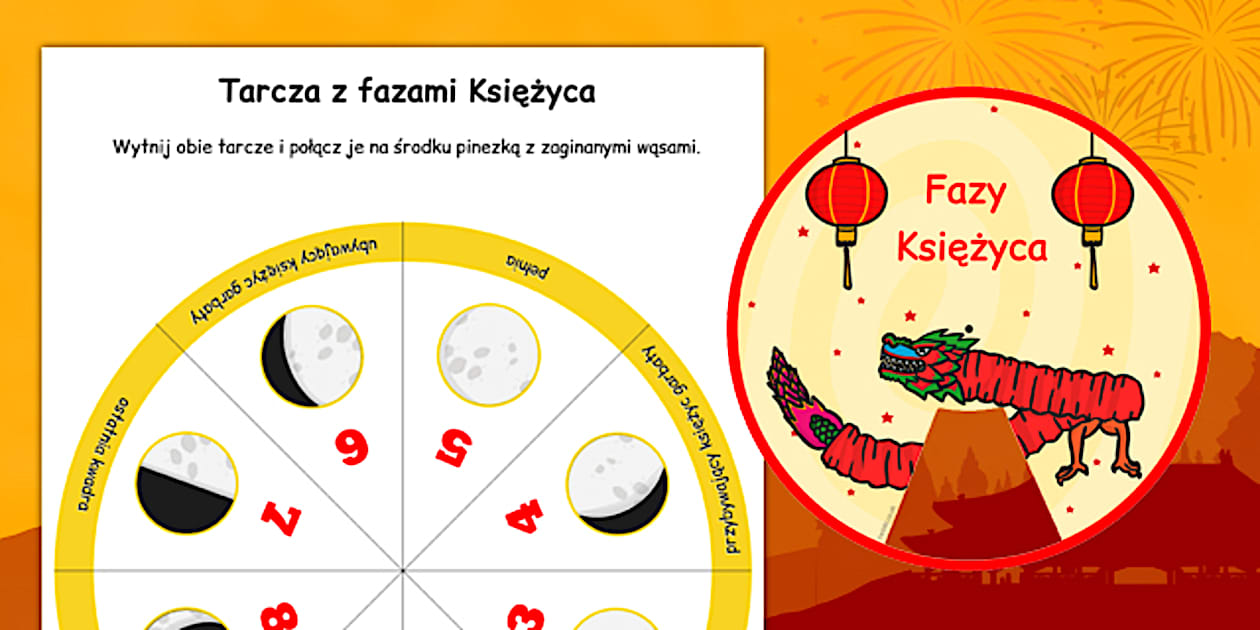 Black and White Chinese New Year Themed Phases of the Moon Visual Aid ...