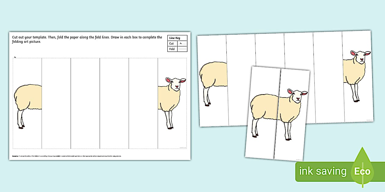 Sheep Folding Art Template (teacher made) - Twinkl
