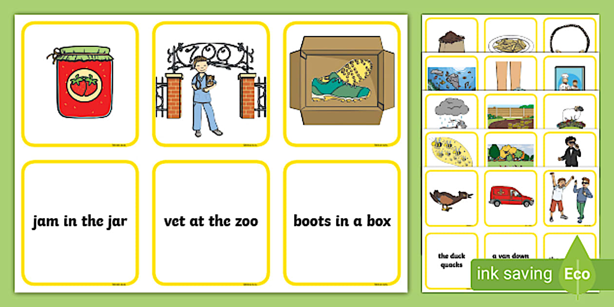 Phase 3 Sentences - Pictures and Captions Matching Cards Activity