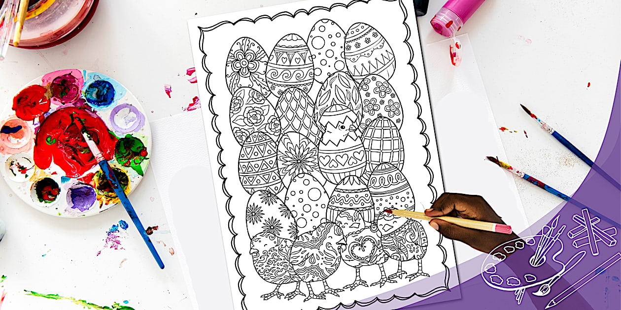 Easter Eggs and Chicks Mindfulness Colouring Activity Poster