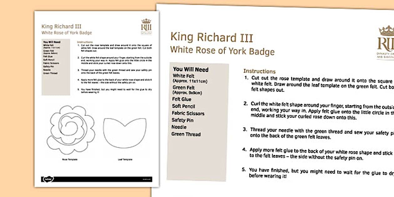 White Rose of York Craft Instructions