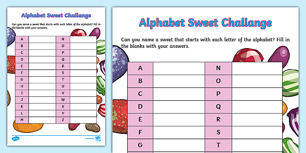 Alphabet Sweet Challenge Activity - Twinkl