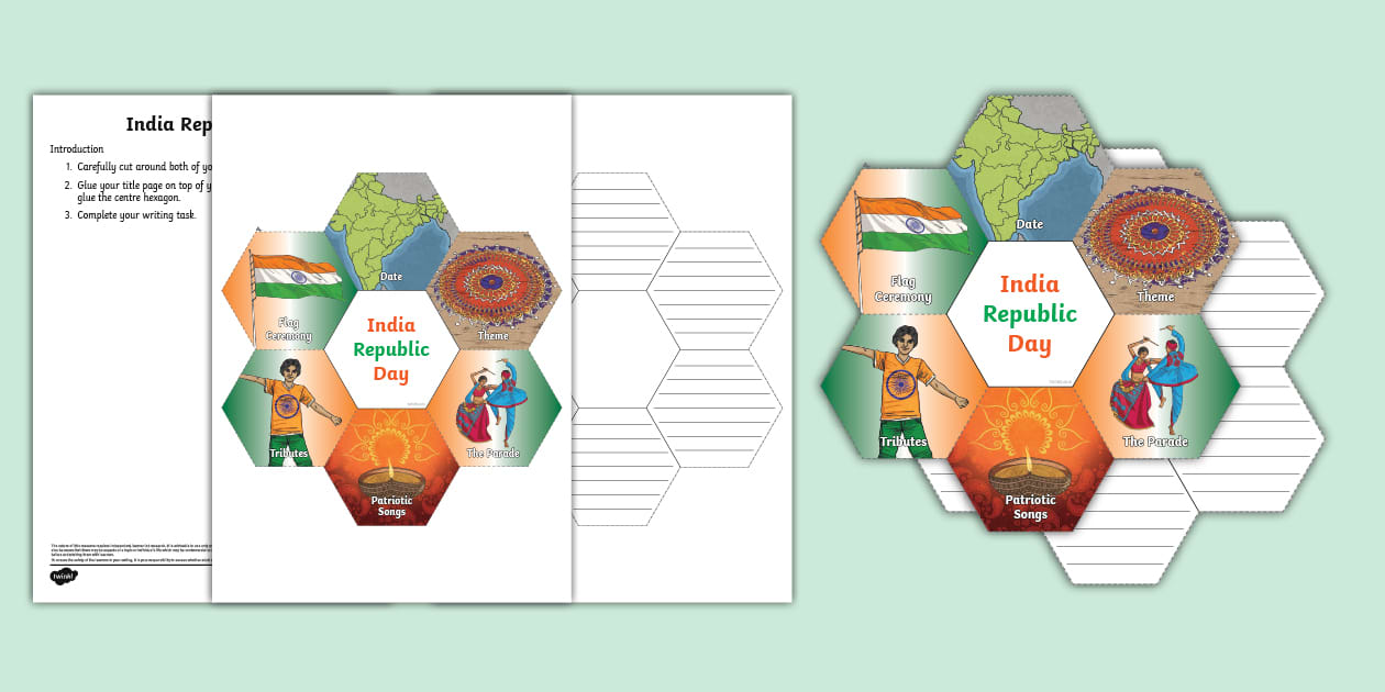India Republic Day Hexagon Writing Template - Twinkl