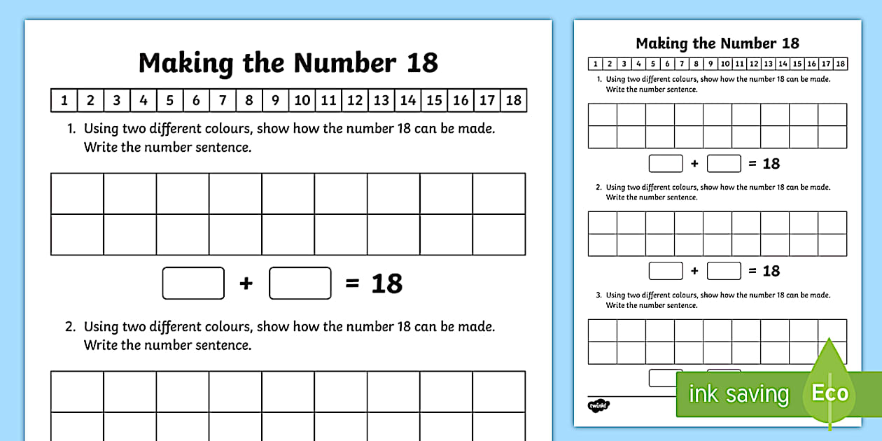 Ways of making 18 Worksheet / Worksheet - Twinkl
