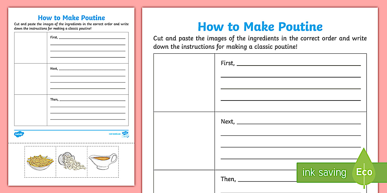 How to Make Poutine Worksheet / Worksheet - Twinkl