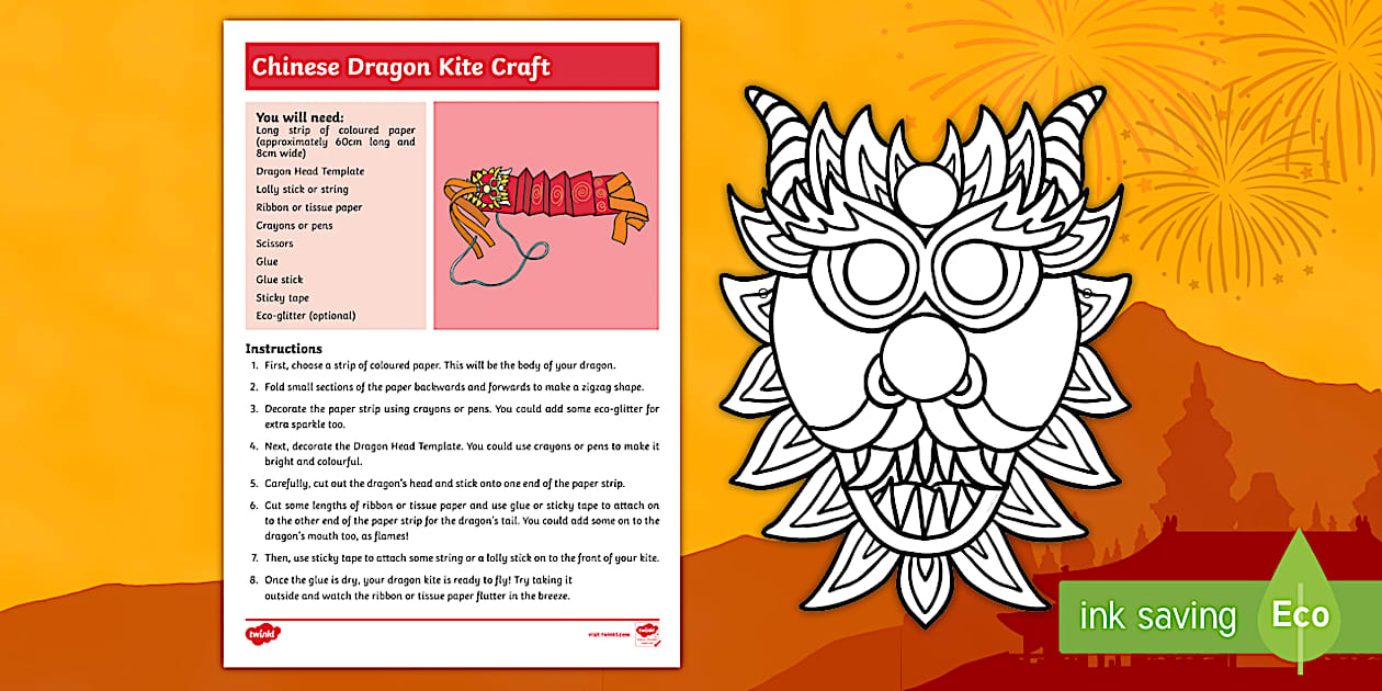 Chinese Dragon Kite Craft Instructions and Template