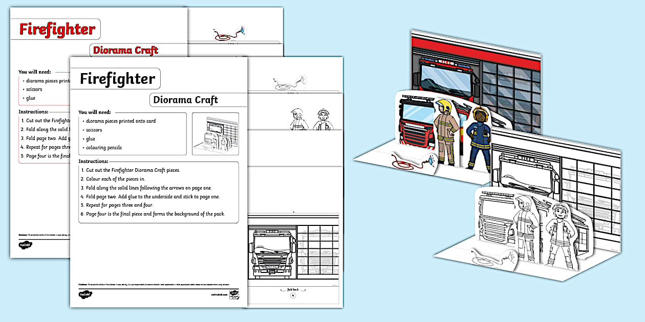 Firefighter Diorama Craft - Twinkl - KS1 - Twinkl