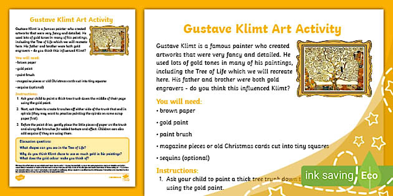 Gustave Klimt Art Activity (Hecho por educadores) - Twinkl