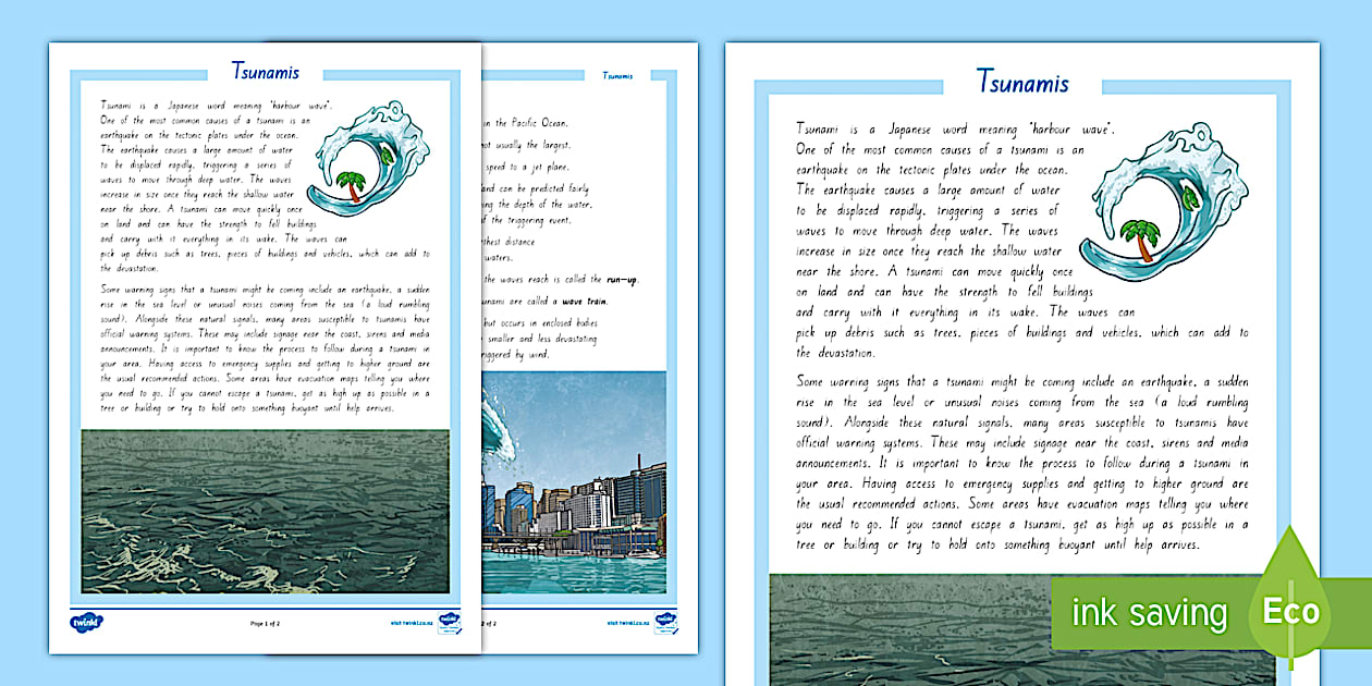 Tsunami Fact File (teacher made) - Twinkl