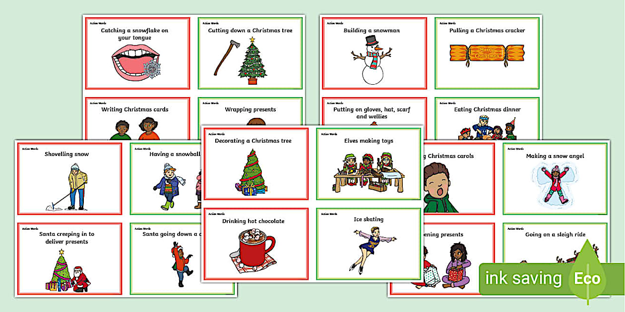 Editable Christmas Charades Cards (teacher made) - Twinkl