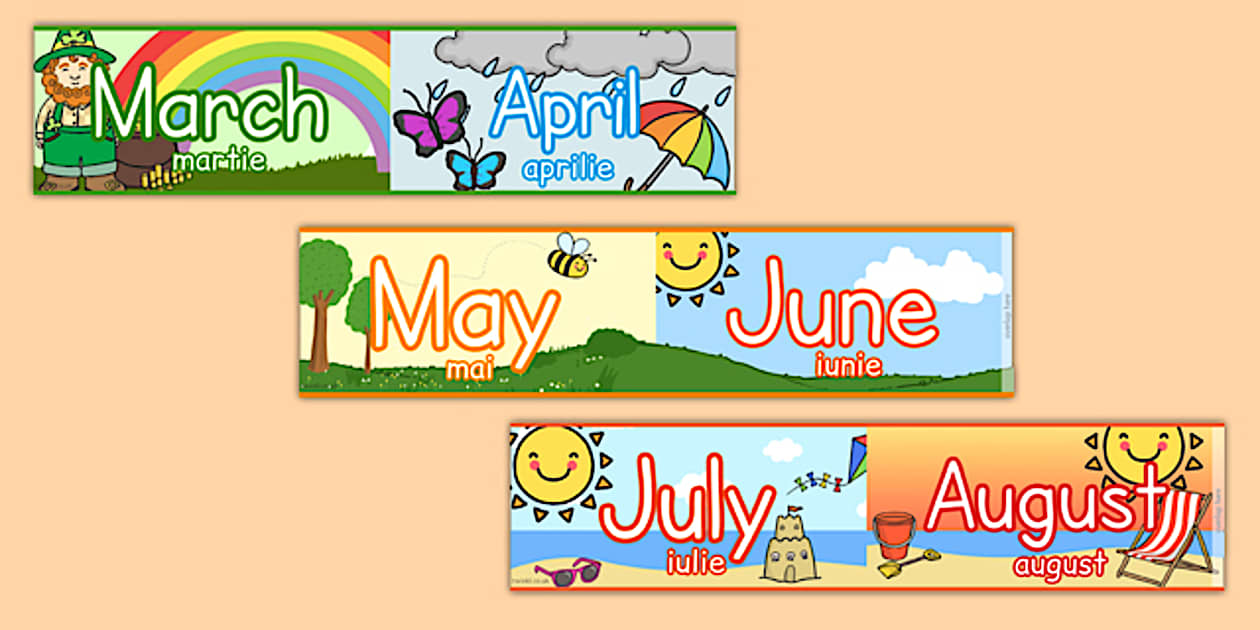 Months of the Year Display Borders Romanian Translation