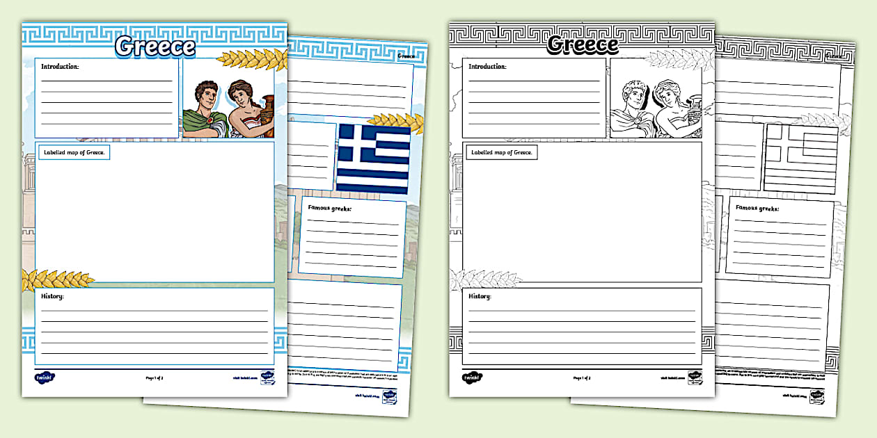 Greece Non-Chronological Report Template (Teacher-Made)