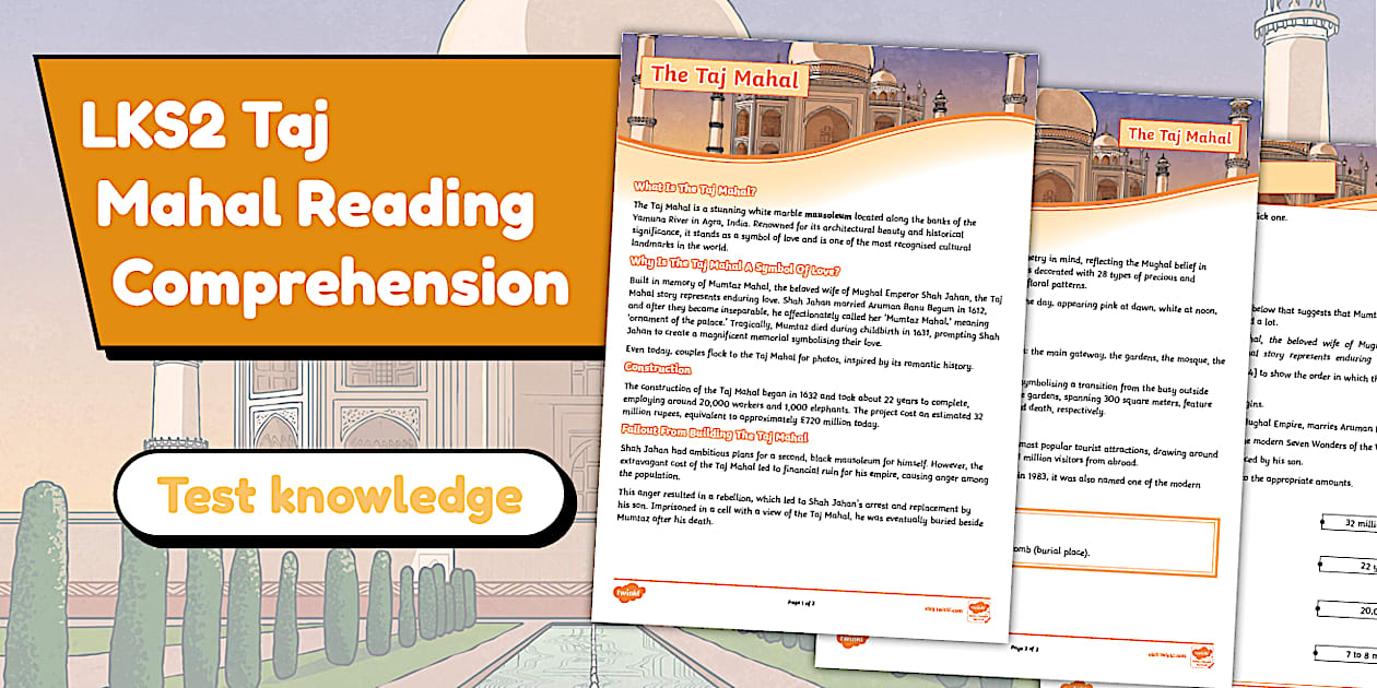 LKS2 Taj Mahal Reading Comprehension Activity