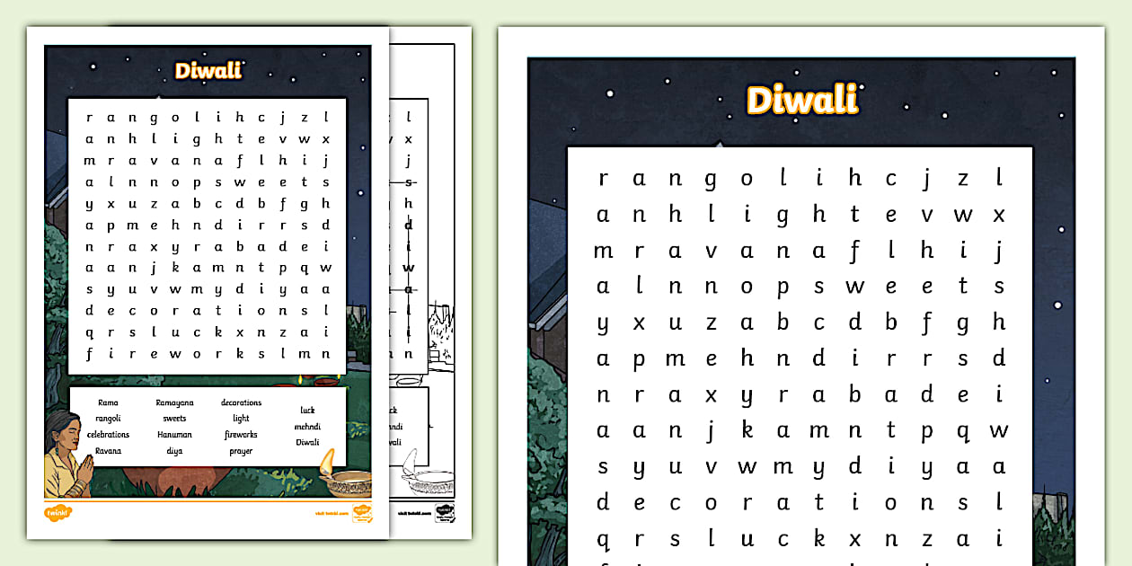 KS2 Diwali Word Search - Hindu Dharma (teacher made)