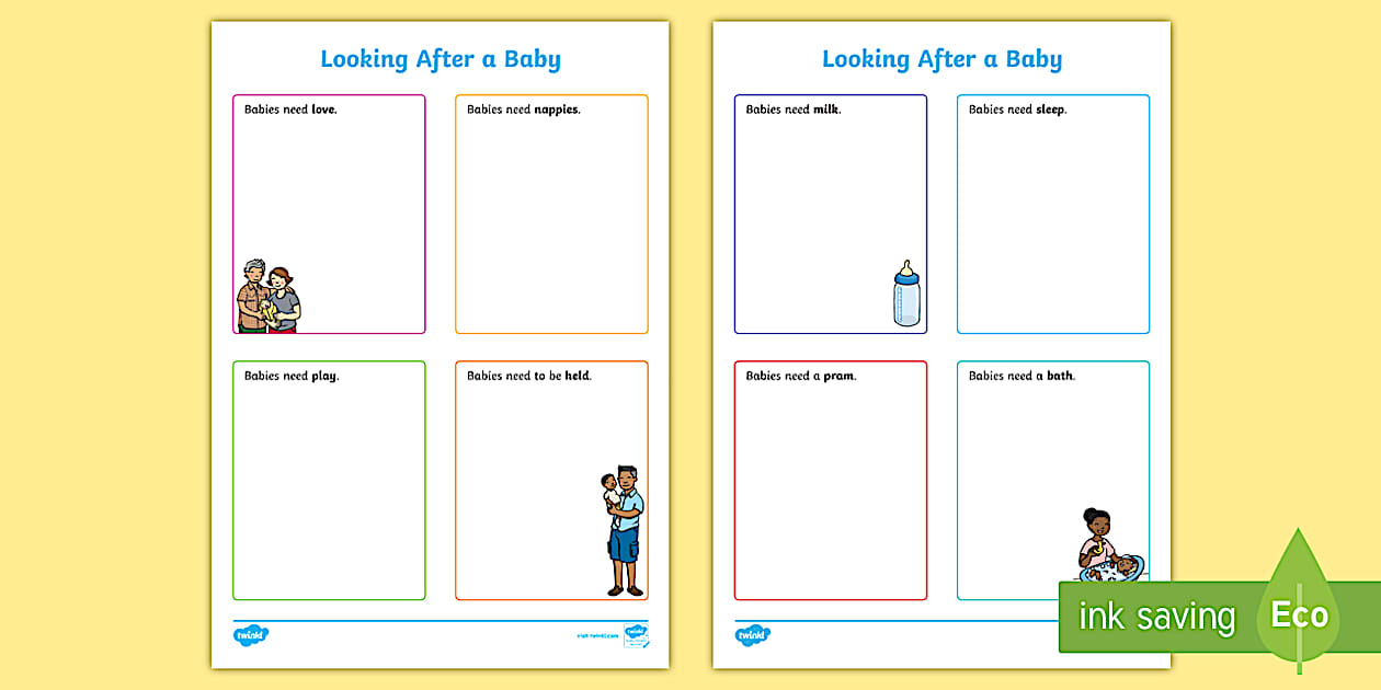 Looking After a Baby | Read and Draw Worksheet | Twinkl