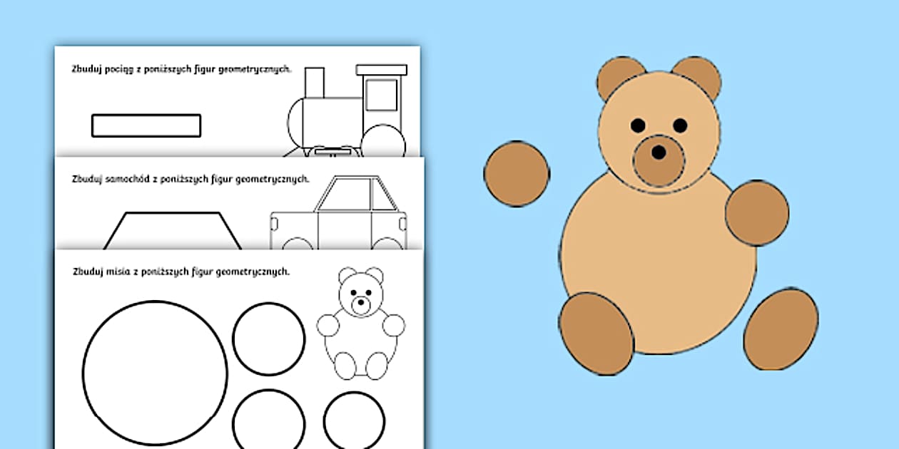 Budowanie z figur geometrycznych (teacher made) - Twinkl