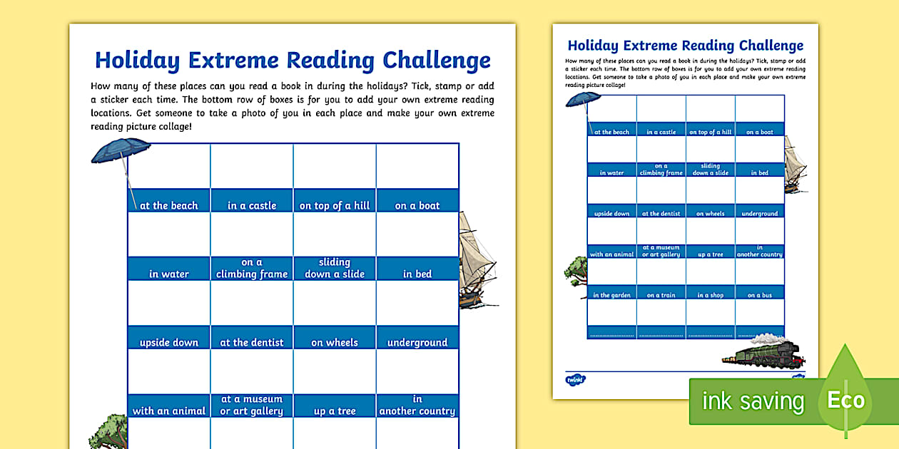 Black and White Extreme Reading Challenge Checklist - Twinkl